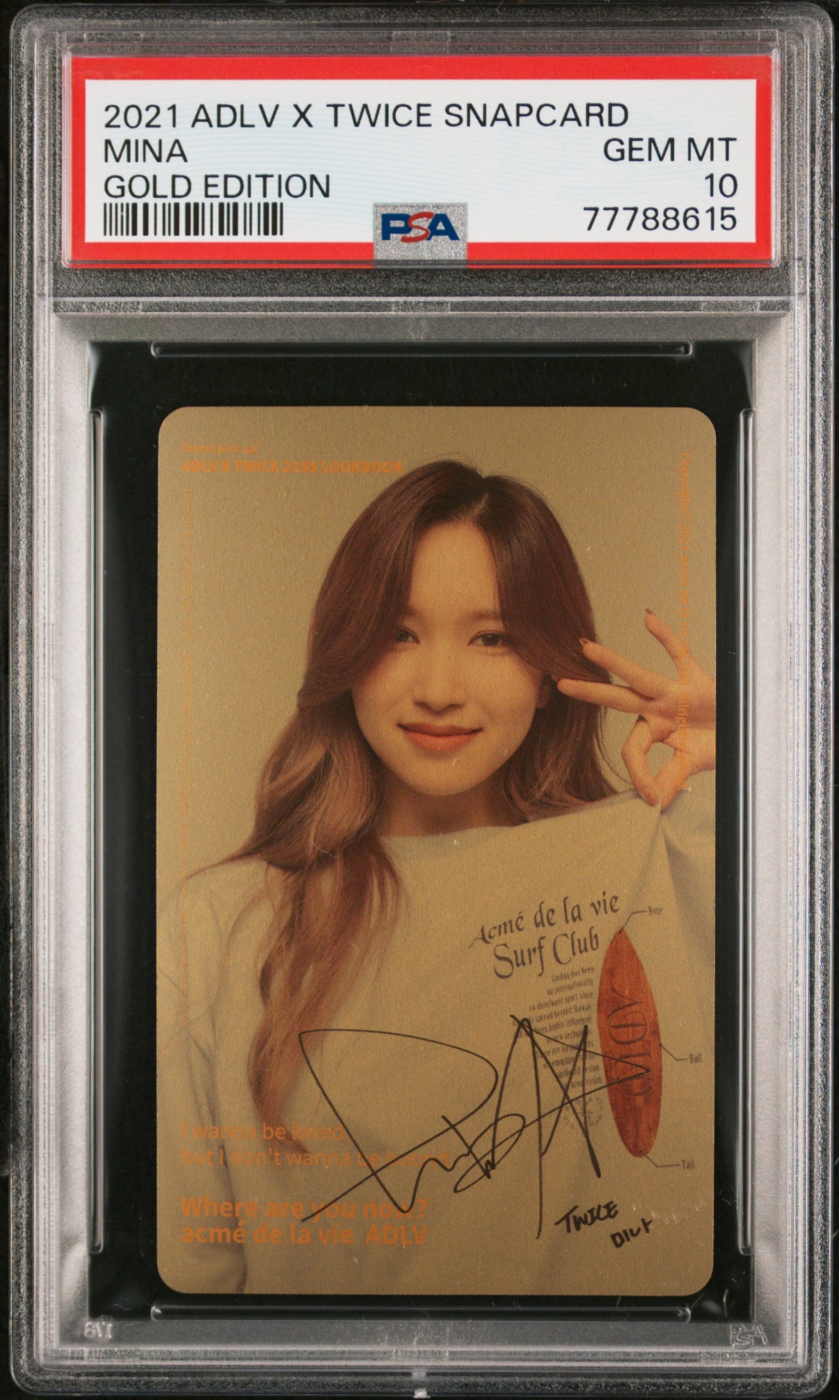 MINA 2021 TWICE ADLV X SNAPCARD GOLD EDITION PHOTOCARD GEM MINT PSA 10 ...
